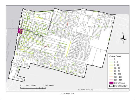 The Street Segments Across Georgetown And The Number Of Crimes