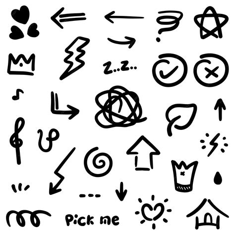 Resumen De Garabatos Dibujados A Mano Con Muchos Objetos Coleccionables En Su Interior Vector