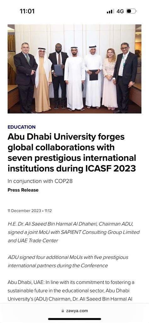 Abu Dhabi University Sapient Consulting Group And Uae Trade Centre Sign Landmark Mou To