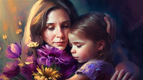 무료 어머니의 날 보라색 꽃 불규칙한 테두리 Ppt 배경 Slidesdocs