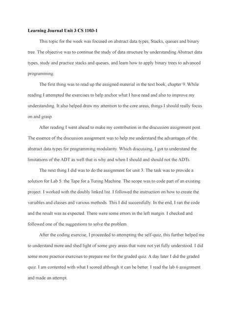 Learning Journal Unit CS Learning Journal Unit CS This Topic For The Week Was