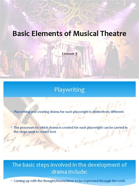 Key Elements Of Musical Theatre Pdf Playwright Play Theatre