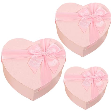 3 Pcs Of Pink Heart Shaped T Boxes With Lids Valentines Day T