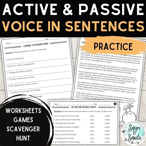 Active And Passive Voice Activities Snips And Snails Teaching