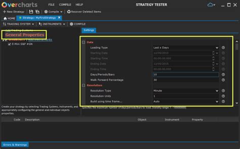 strategy tester trading system backtesting overcharts help center
