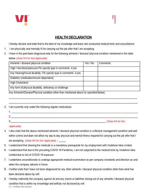 Health Declaration Updated 1 Pdf Diabetes Human Diseases And