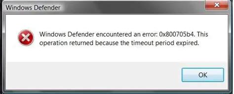 Windows Defender Encountered An Error 0x800705b4