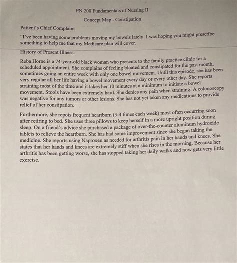 Solved Constipation Pn 200 Fundamentals Of Nursing Ii Con
