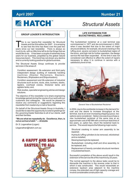 Structural Assets Newsletter 21 April 2007 Pdf 249 Kb Hatch