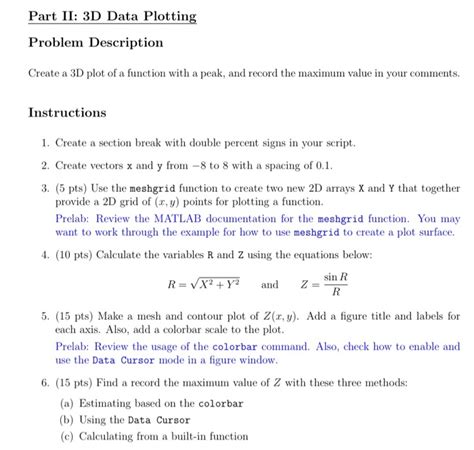 Solved Part II D Data Plotting Problem Description Create Chegg