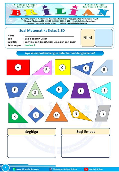 Soal Segi Tiga Segi Empat Segi Lima Dan Segi Enam Kelas 2 Sd