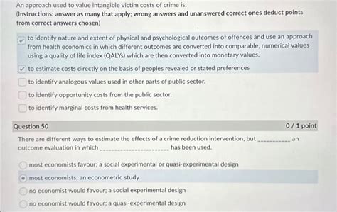 Solved An Approach Used To Value Intangible Victim Costs Of
