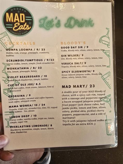 Menu At Mad Eats Pub And Bar Owasso