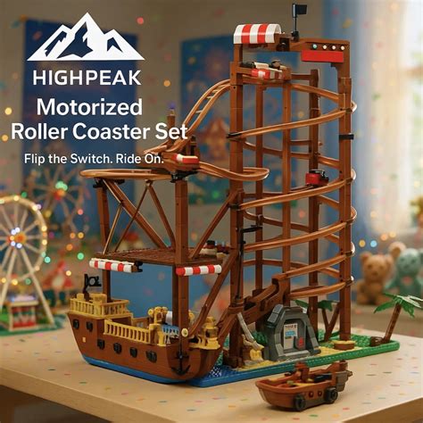 Highpeak Motorized Roller Coaster Set With Double Helix Tracks