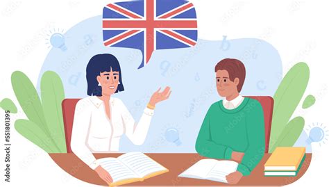 English Class 2d Raster Isolated Illustration English Teacher And