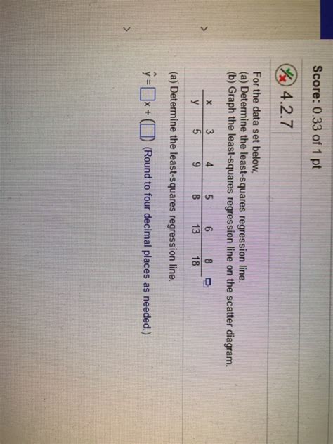 solved for the data set below a determine the