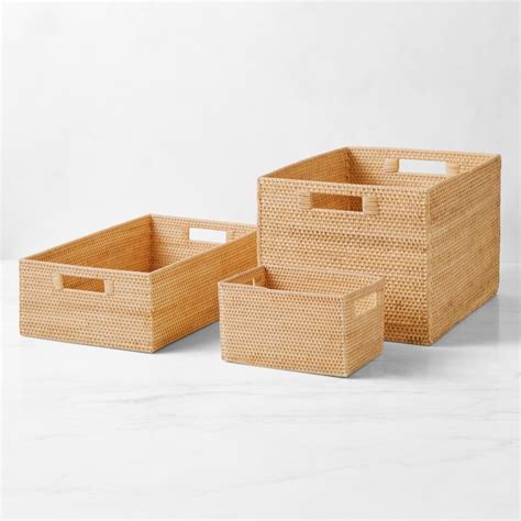 Hold Everything Rattan Cubby Pantry Baskets Pantry Baskets Wicker