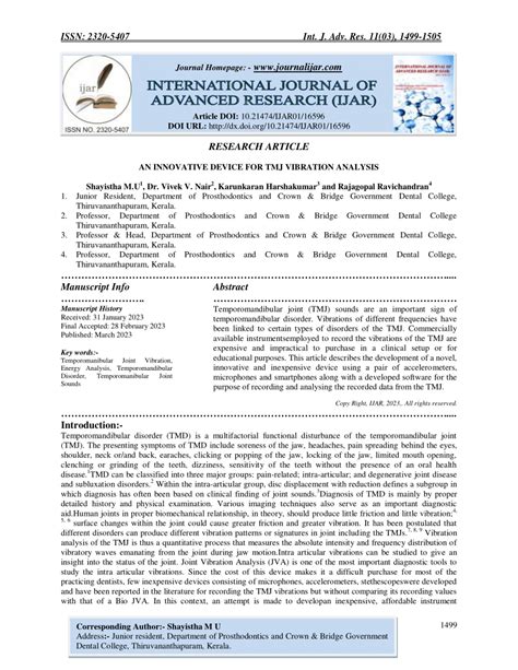 Pdf An Innovative Device For Tmj Vibration Analysis