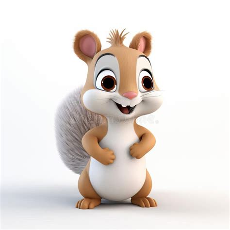 High Quality 3d Render Of Cartoon Squirrel Full Body Stock Illustration