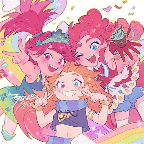 Pinkie Pie Zoe And Queen Poppy League Of Legends And 3 More Drawn