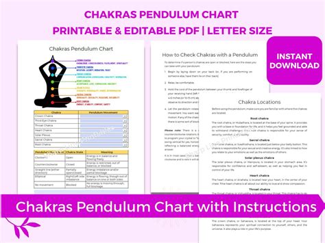 Printable Fillable Chakra Pendulum Chart For Balancing Your Chakras Instant Download Pdf