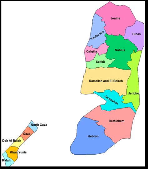 Map Of Palestinian Authority Governoratessource Ocha 2016