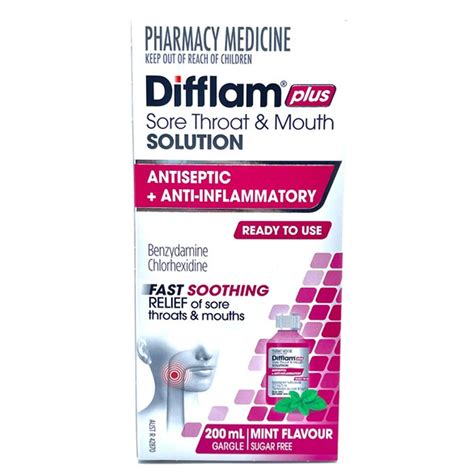 Difflam Plus Sore Throat And Mouth Solution Antiseptic Anti Inflamma