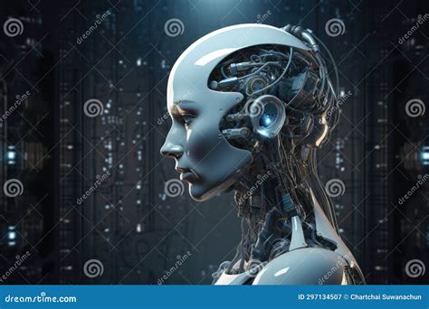 A Symbolic Concept Image Of Ai Technology Fused With A Human Robot