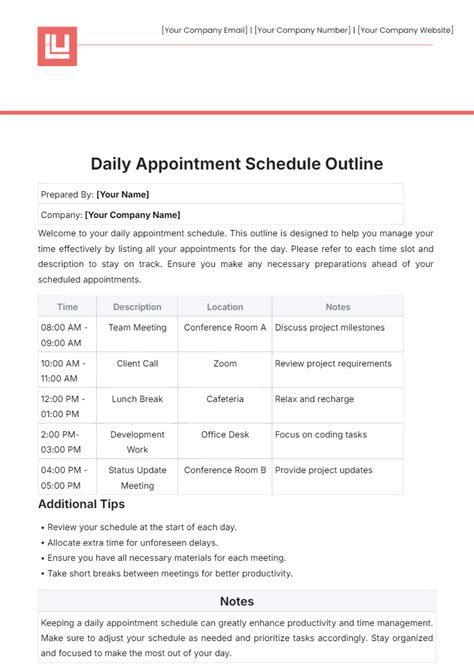 Free Kindergarten Daily Schedule Template To Edit Online