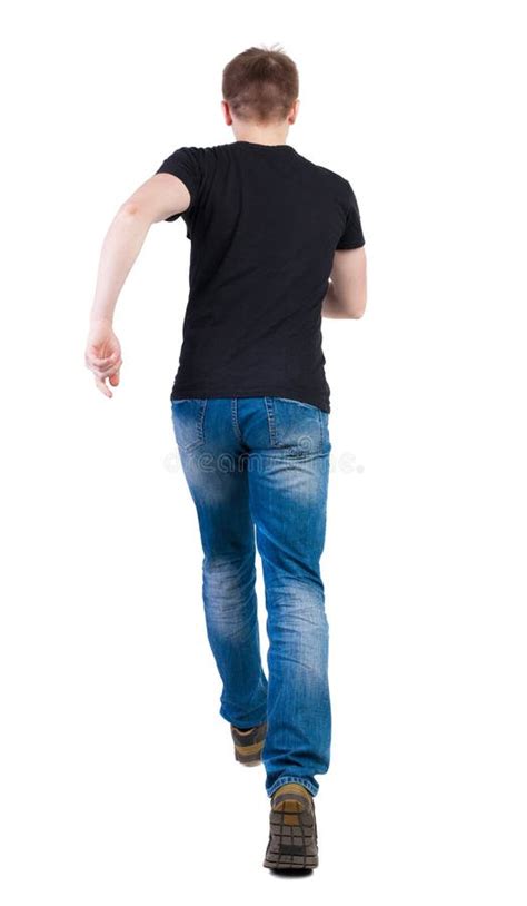 Back View Of Running Man Walking Guy In Motion Stock Image Image Of