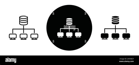 Data architecture icon Black line art vector in black and white outline set collection sign ...