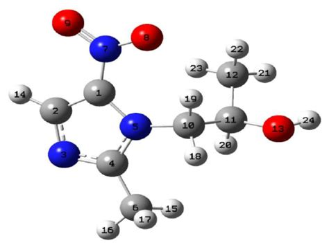 Optimized Structure Of Secnidazole Sec Ball And Stick Model