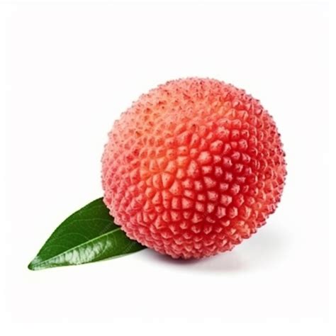 Premium Ai Image A Small Red Fruit With A Green Leaf On It
