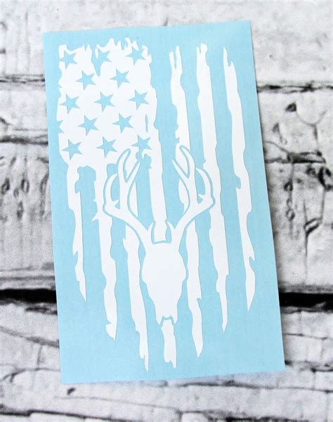 American Flag Deer Decal Distressed Deer Flag Decals Us Buck Flag