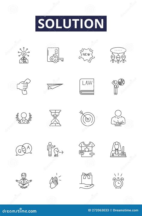 Solution Line Vector Icons And Signs Answer Resolve Solve Remedy Cure Strategy Method