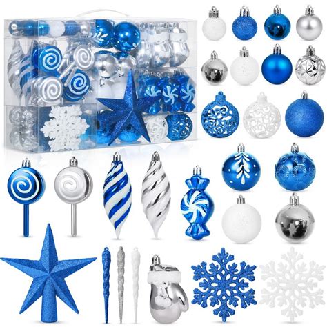 130 Pcs Christmas Tree Ornaments Set Assorted Hanging Ornaments Ball