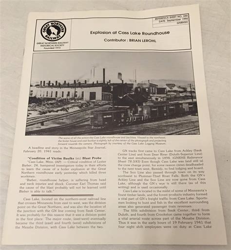 Explosion At Cass Lake Roundhouse Brian Lerohl Books