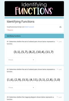 Identifying Functions Google Forms Homework By Lisa Davenport TPT