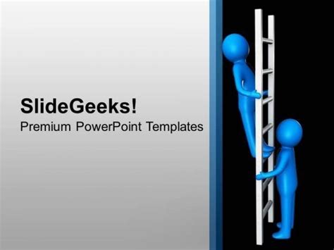 D Man On Ladder Of Success PowerPoint Templates Ppt Backgrounds For Slides