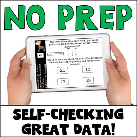 Data Analysis 1 And 2 Step Problems Boom™ Cards 4th Dot Plot Stem And Leaf