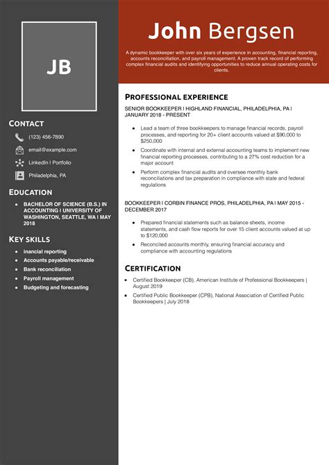 Bookkeeper Resume Examples And Templates For 2025