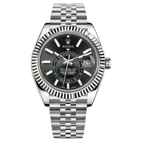 Rolex Sky Dweller 42mm 18k White Gold Steel Black Dial Jubliee Men
