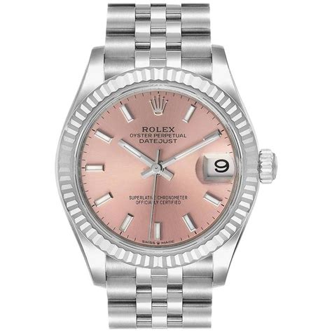 Rolex Datejust Midsize 31 Steel White Gold Pink Dial Watch 278274