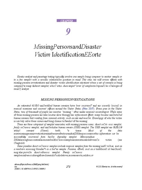 Missing Person Identification In Disaster Pdf Dna Profiling
