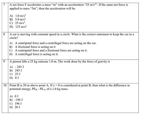 Solved 7 A Net Force F Accelerates A Mass M With An