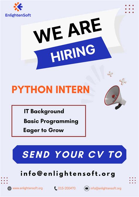 We Are Hiring Python Intern Send Us Your Cv Info Enlightensoft