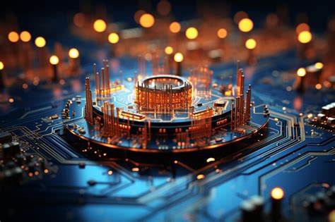 Premium AI Image Interconnected Circuit Board On A Spherical Polygon