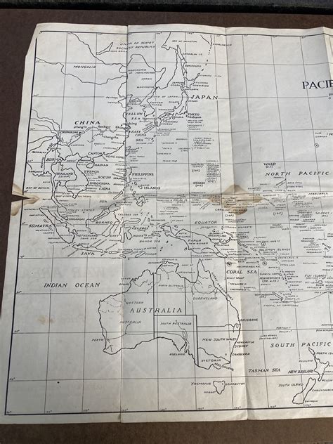 Original 1942 World War 2 Map Of The Pacific War Area Honolulu Hawaii Ebay