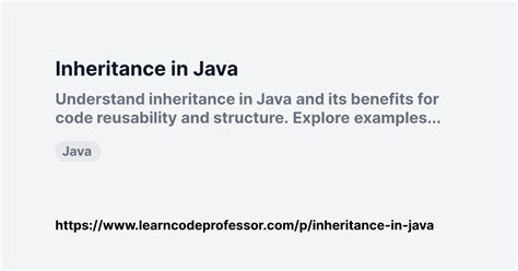 Inheritance In Java Learncodeprofessor