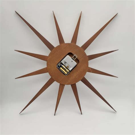 Vintage Mid Century Retro Junghans Star Starburst Teak Wooden Wall Clock S